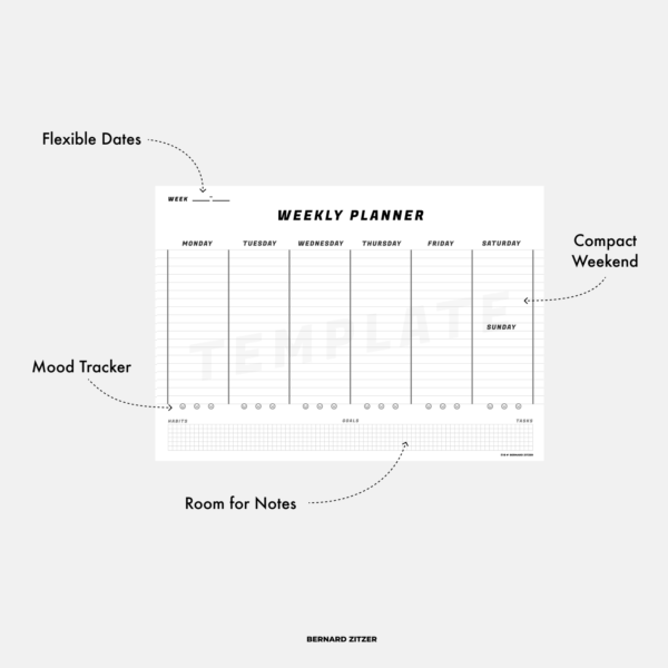 Weekly Review Reflection PDF Printable Free Template - Bernard Zitzer